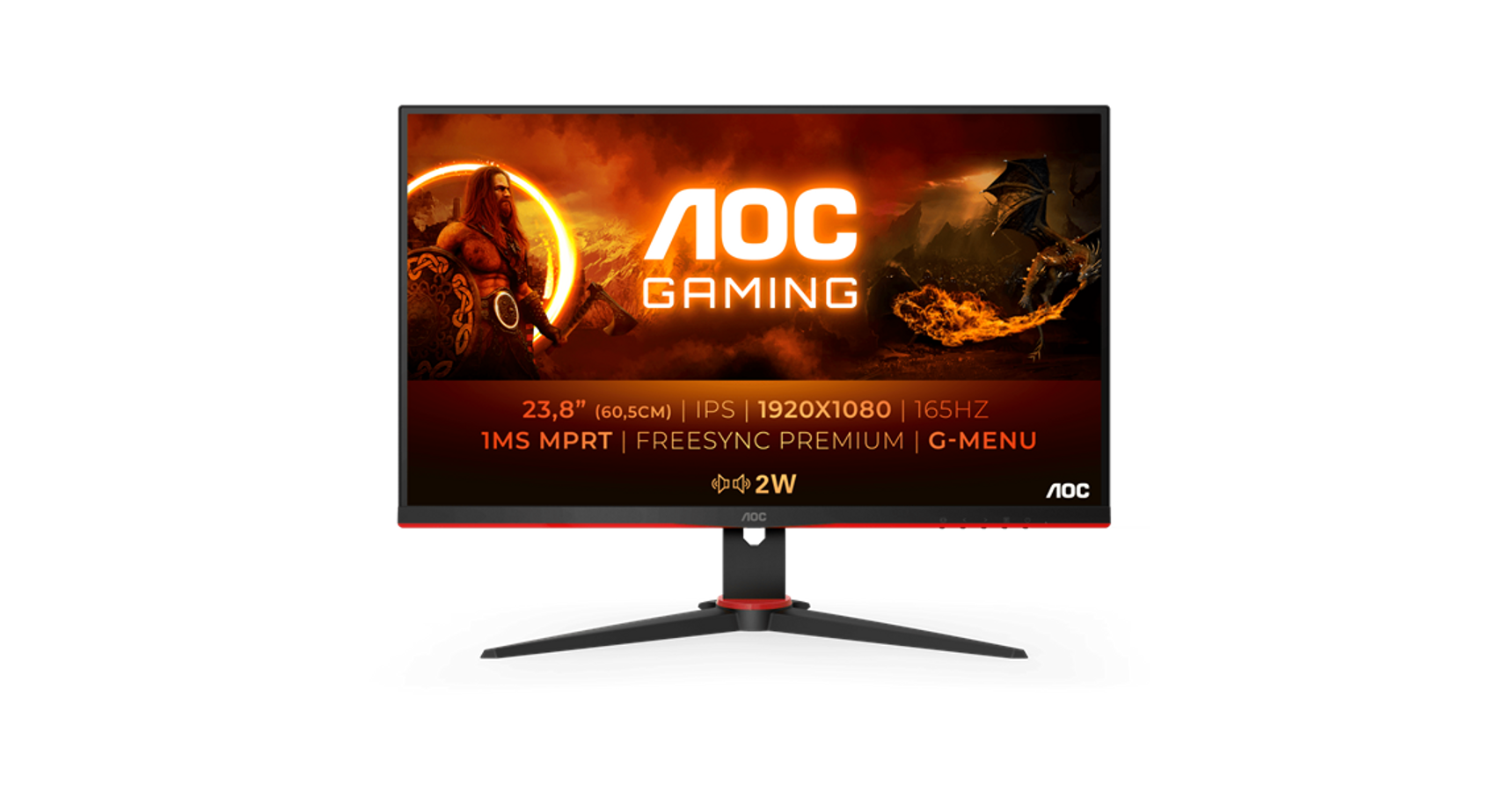 AOC Gaming 165Hz IPS monitor 23.8 24G2SPAE / BK, 1920x1080, 16:9, 300cd ...