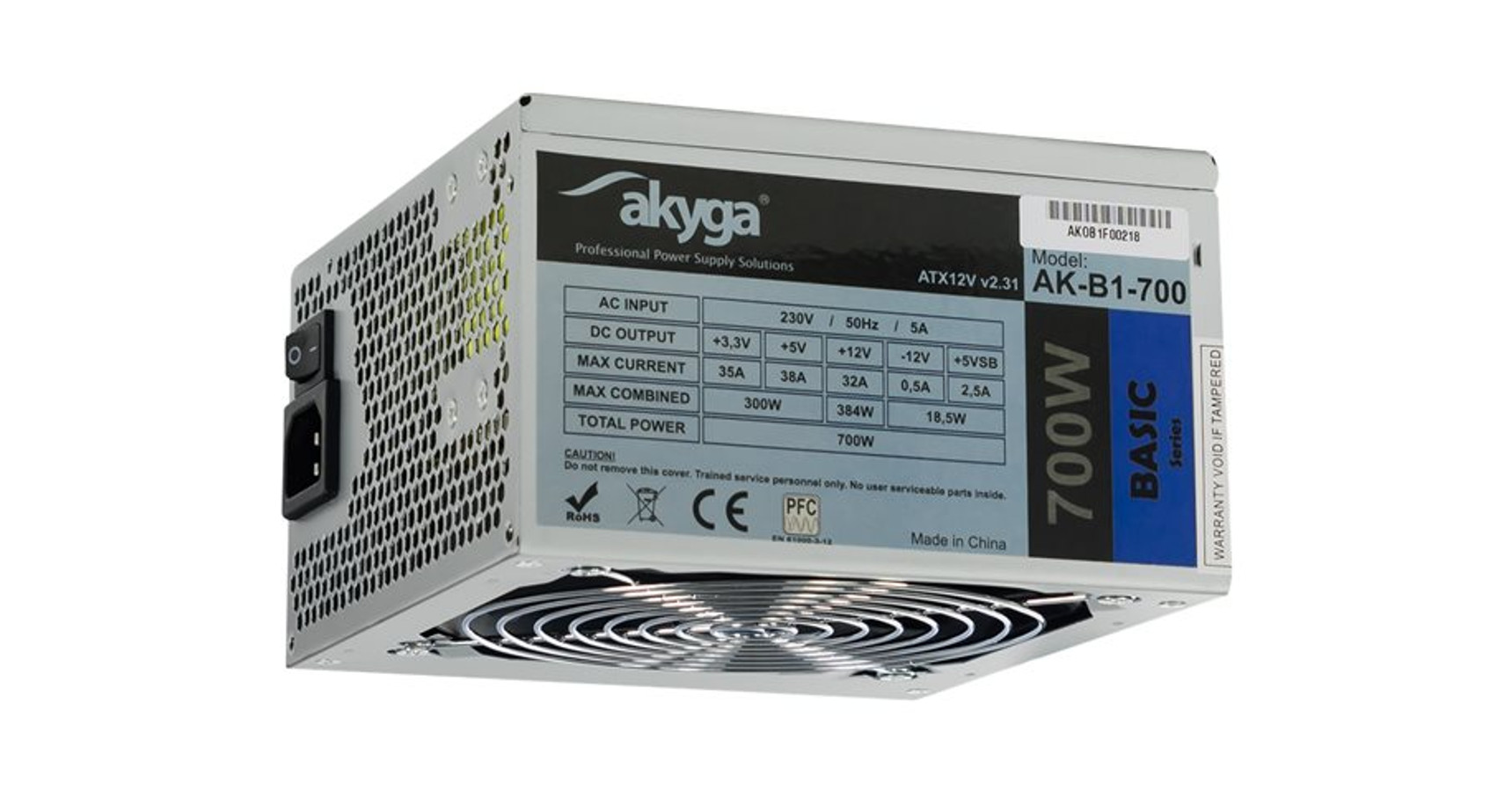 AKY AK-B1-700 Akyga Basic ATX Power Supply 700W AK-B1-700 Fan12cm P8 ...