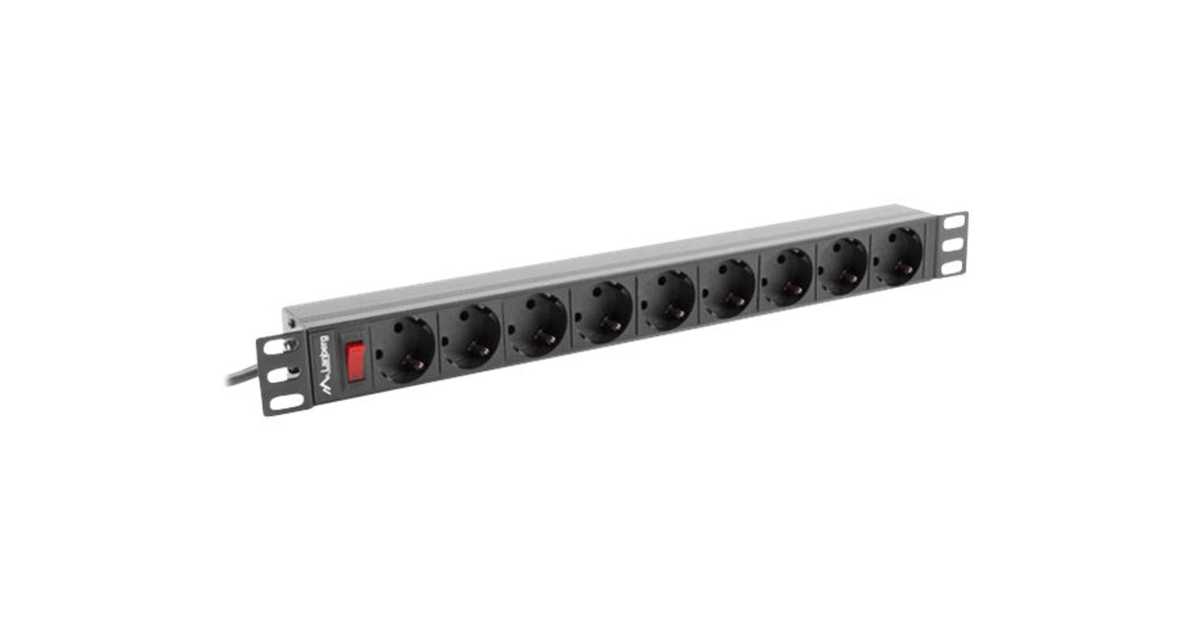 LANBERG power distribution unit PDU 19 1U 16A 9 schuko 3m black - Powerline Adapterek - Gamer PC ...
