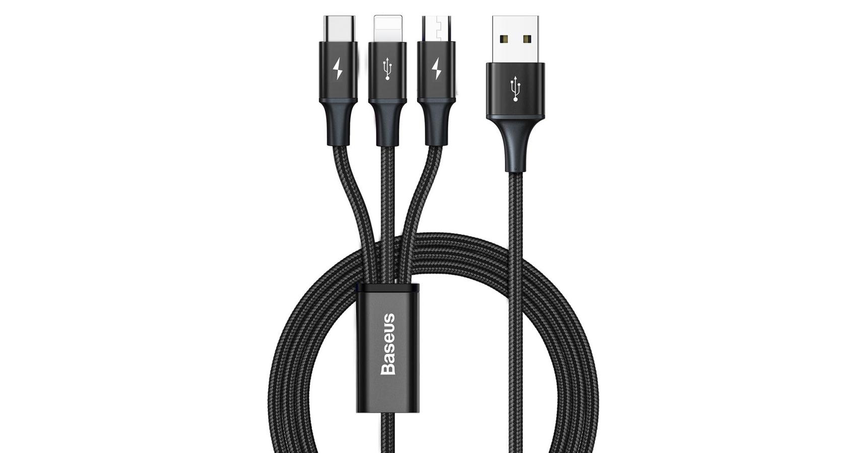 Baseus Rapid Series 3 az 1-ben USB-kábel, USB-micro USB, USB-C ...