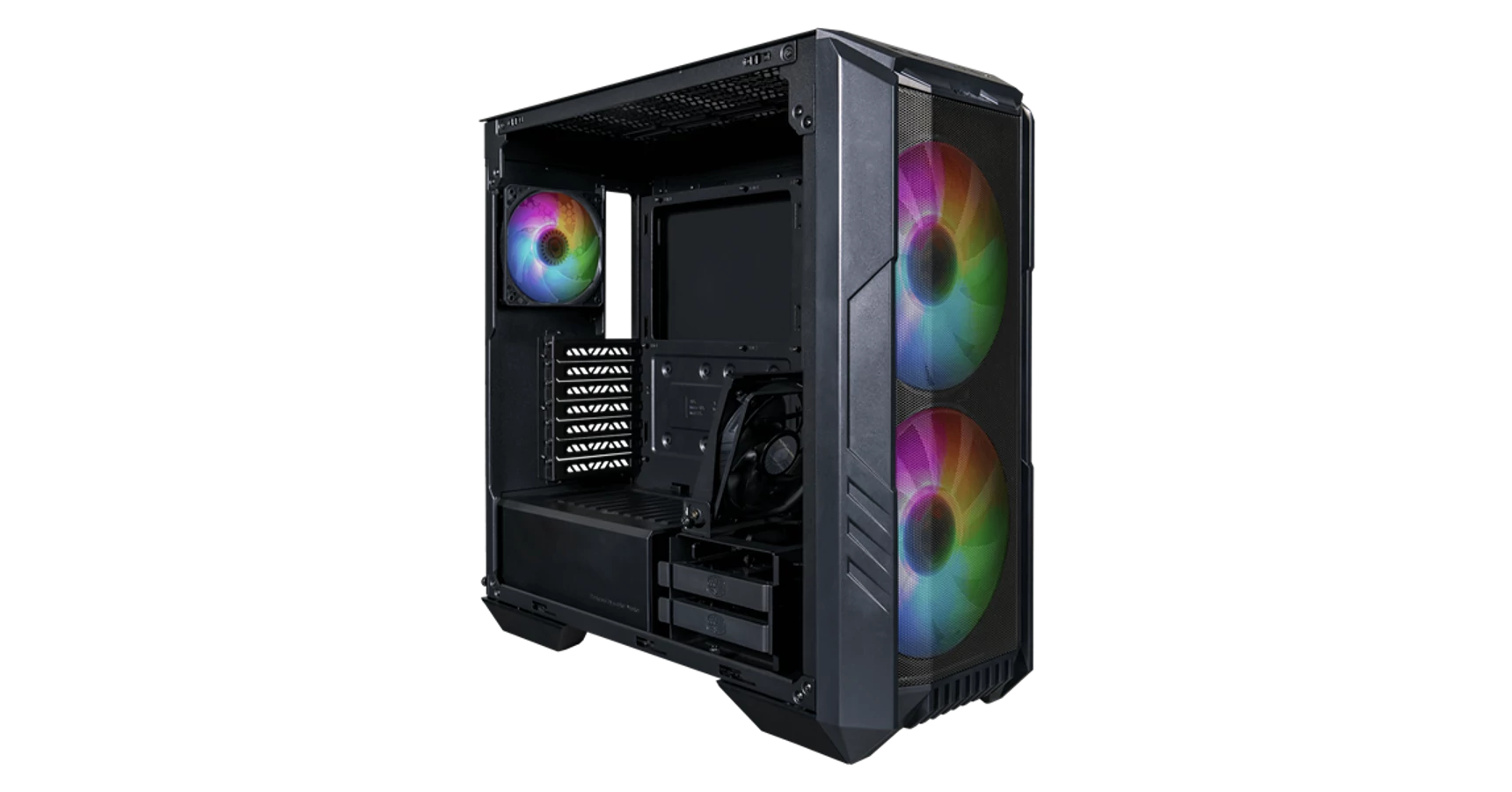 COOLER MASTER Ház Midi ATX HAF 500 ARGB + 4db Ventilátor, Tápegység ...