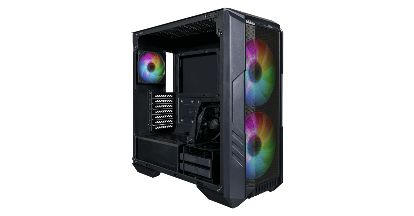 COOLER MASTER Ház Midi ATX HAF 500 ARGB + 4db Ventilátor, Tápegység ...