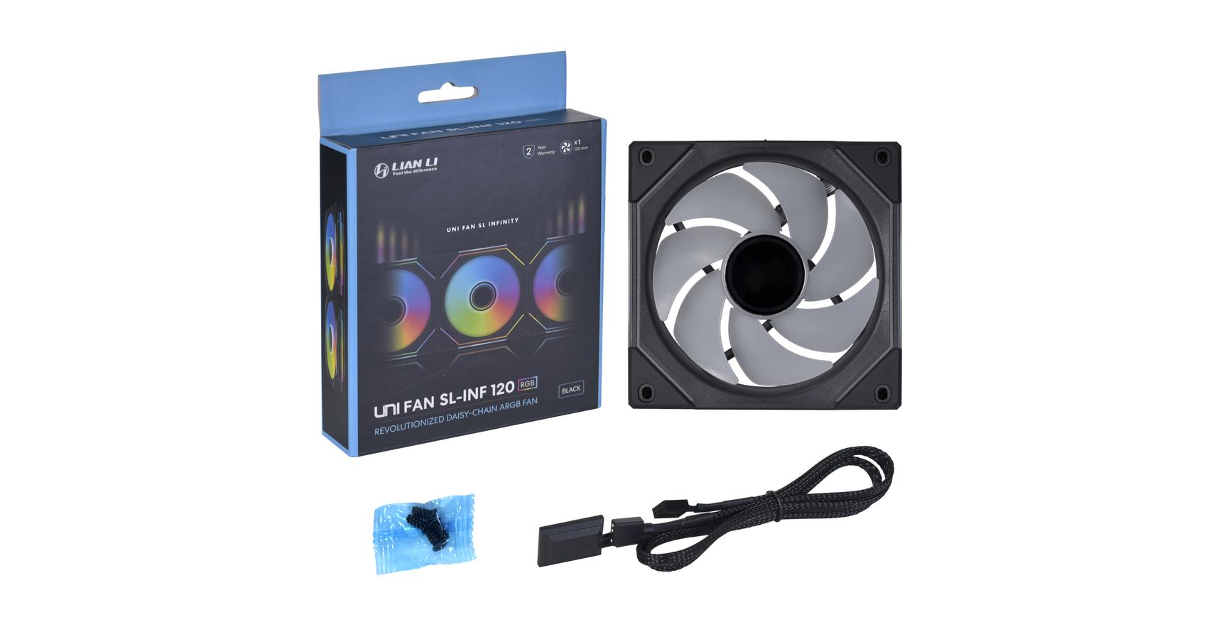 Ventilátor Lian Li UNI FAN SL-INF PWM 12cm RGB Fekete 3db-os + Vezérlő ...